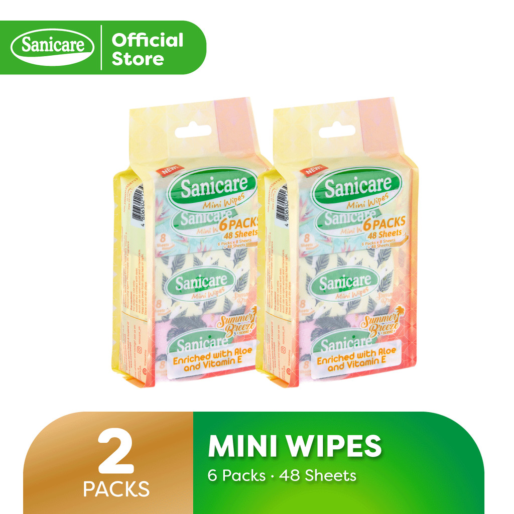 Sanicare Mini Wipes - 48 Sheets (Pack Of 2) | Shopee Philippines