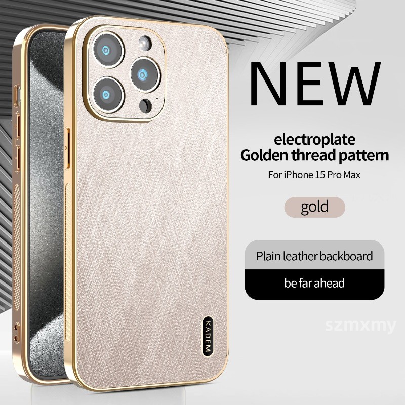 Electroplate Golden Thread Pattern Case for IPhone 16 15 13 14 11 12 ...