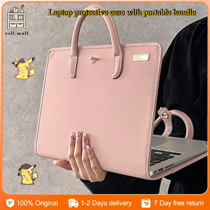 Pink Laptop Sleeve Fashion with Handle PU Laptop Protective Case Laptop ...