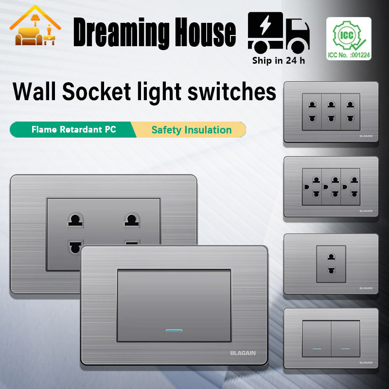 Wall Switches and Sockets Stainless Steel Series Group 1, 2, 3 Switches ...