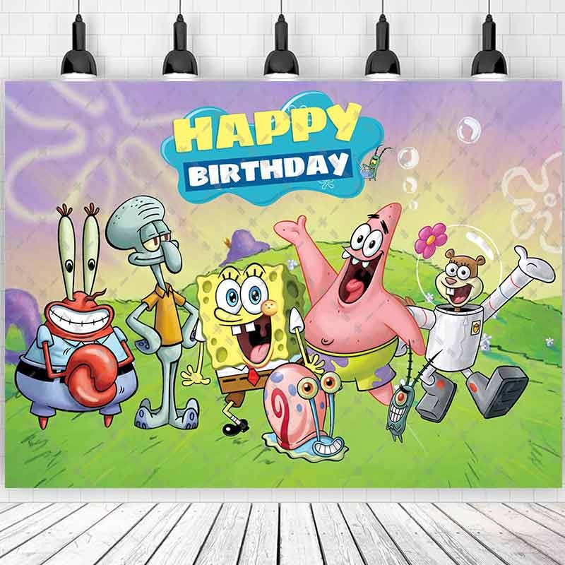 Spongebob Birthday Backdrop For Photography Baby Shower Kids Children ...