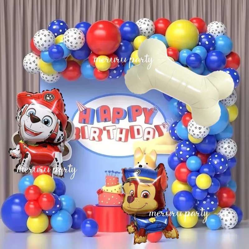 Paw Patrol Theme Balloon Garland Arch Kit Dogs Paw Bone Foil Ballon for Birthday Party ...