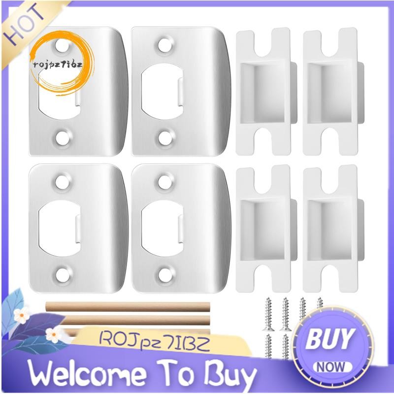 4 Pack Door Latch Strike Plate-Stainless Steel Door Lock Strike Plate ...