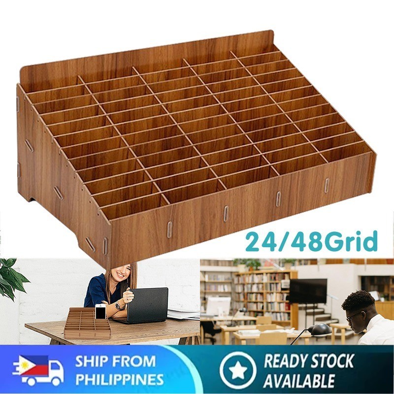 [CODt] 24/48 Grid Mobile Phone Storage Box Wooden Desktop Phone Rack ...