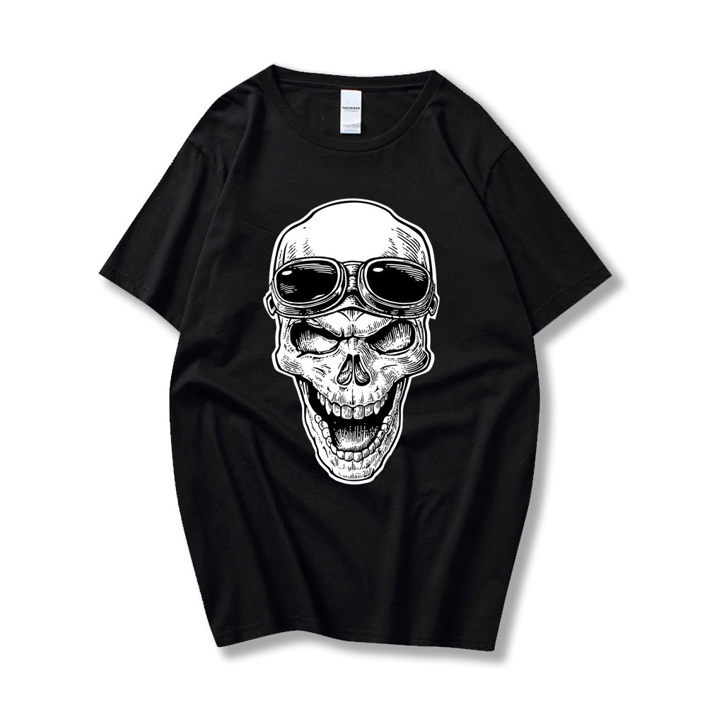 Korea Crew Putih Big Size Skull Viral Long Fashion Korean | Shopee ...