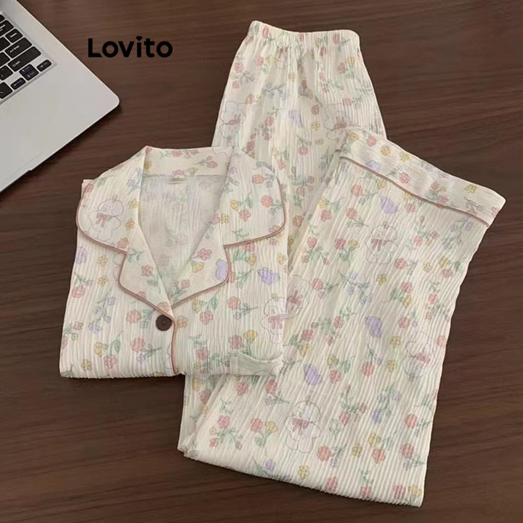 Lovito Women Plain Pattern Pajama Set LNA70356 | Shopee Philippines