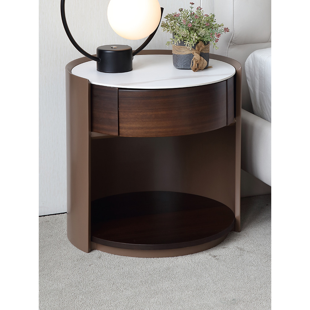 Round Bedside Table Light Luxury Modern Minimalist Bedroom Internet ...