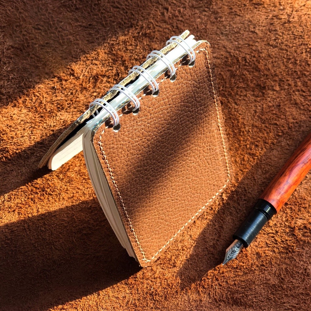 XO Handmade Mini Leather Notebook Genuine Cow Leather with Spring Spine ...
