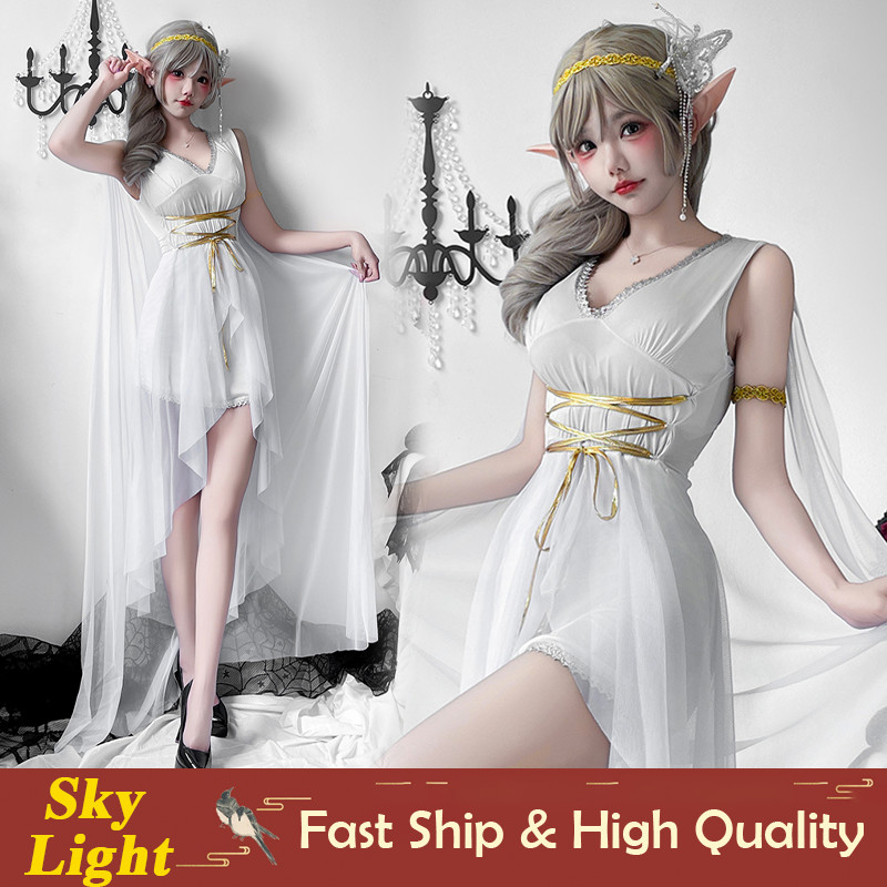 Athena Greek Goddess White Dress For Woman Sexy Greece Cosplay Costume ...