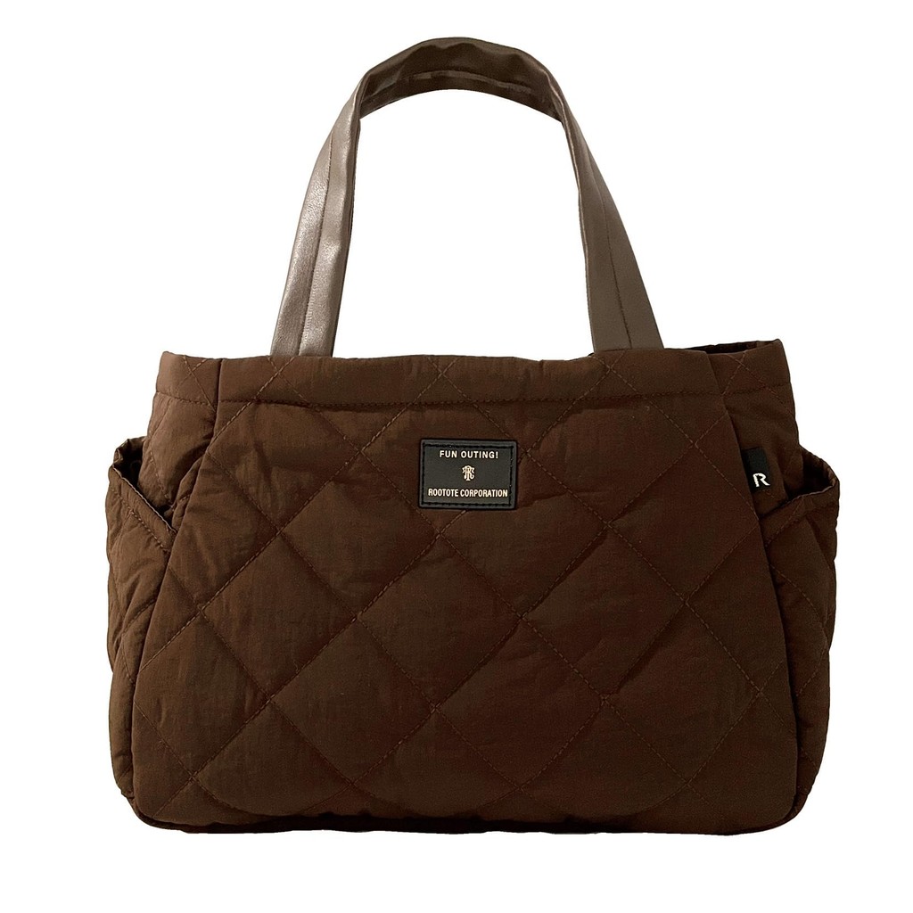 Rootote Water-repellent quilted small freestanding tote bag with ...