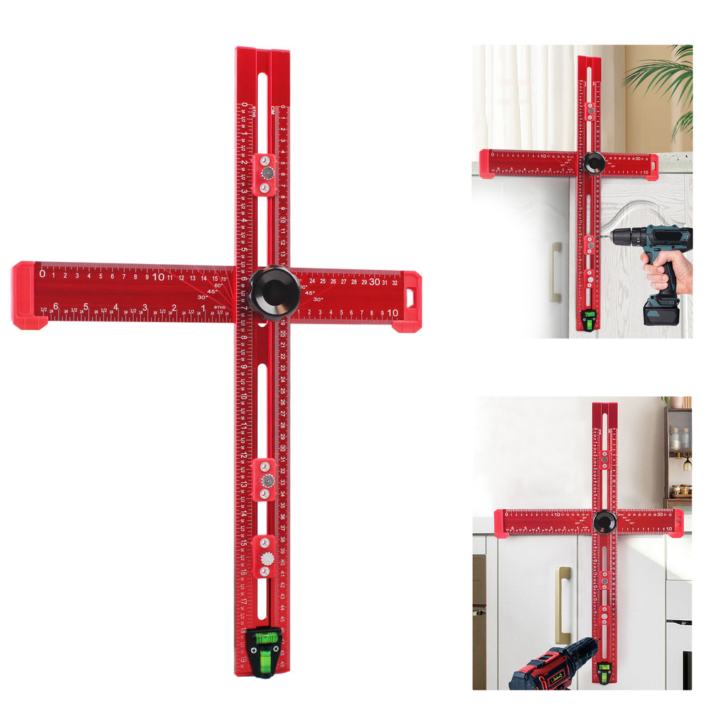 4-in-1 Drilling Positioning Ruler Adjustable T Square Ruler Cabinet ...