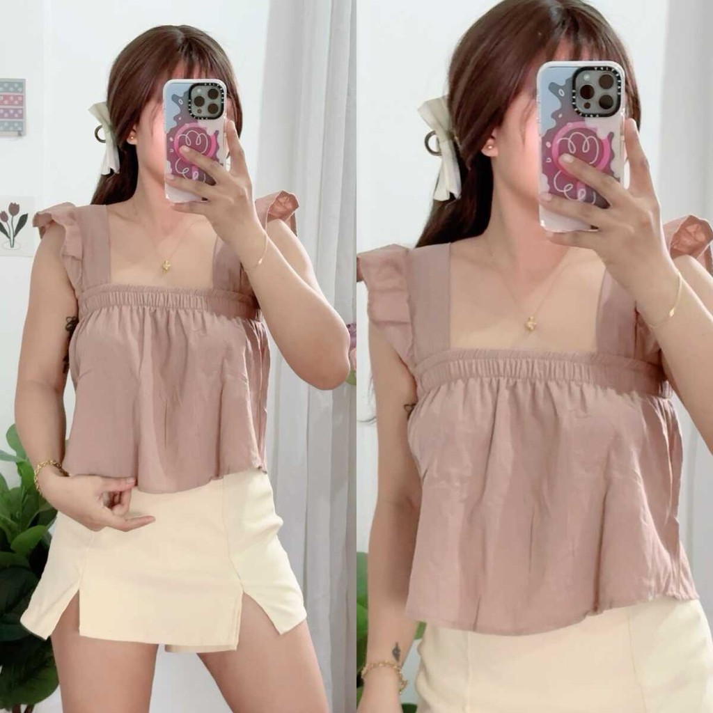 Sunny&Co Cotton Linen Butterfly Sleeveless Daily Flowy Crop Top Women ...