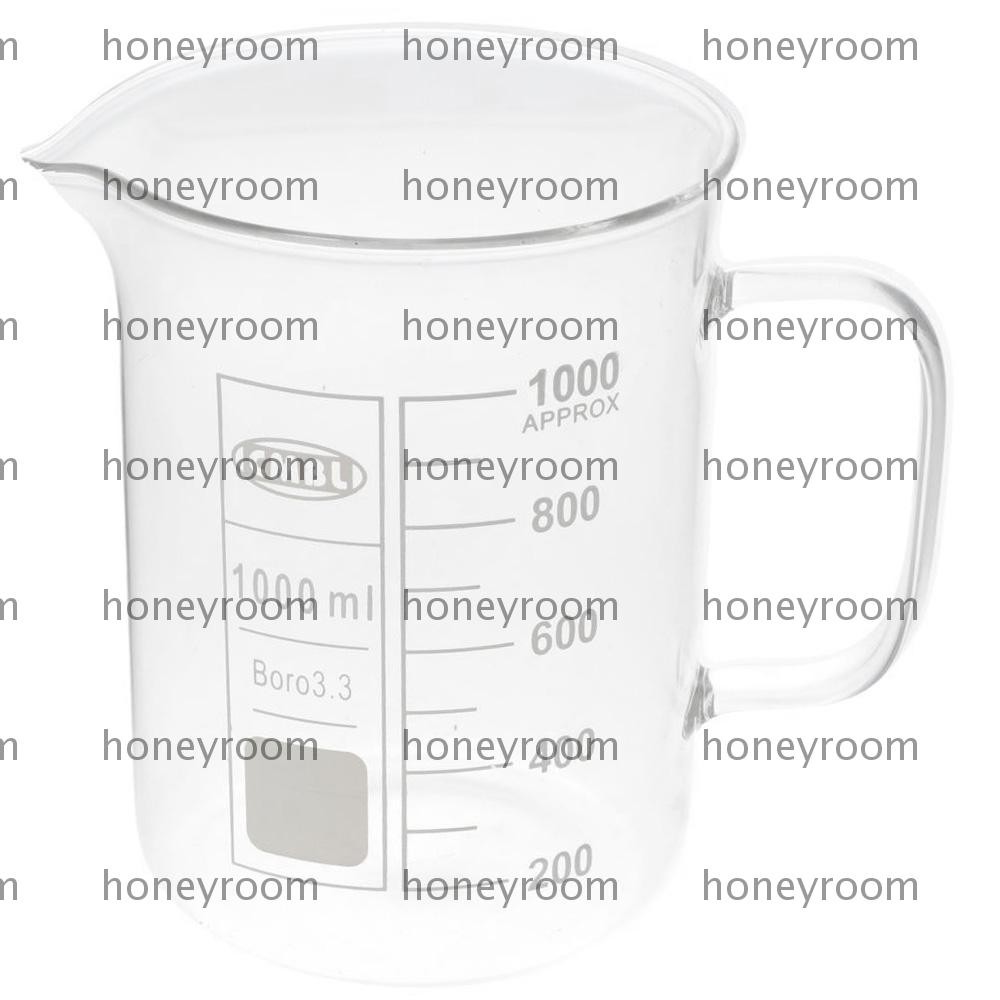 HONEYROOM Beaker with Handle, Transparent Borosilicate Glass 1000ml ...