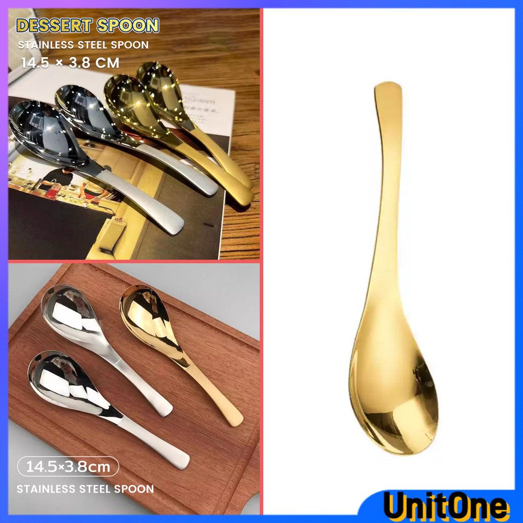UnitOne Stainless Steel Spoon Dessert Spoon Silver Gold Color Spoon ...
