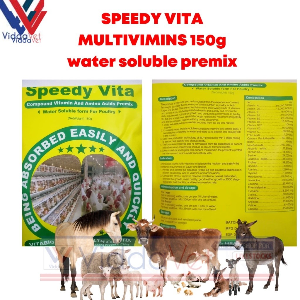 Speedy Vita multivitamins and amino acids wsp 150g pig goat cattle ...