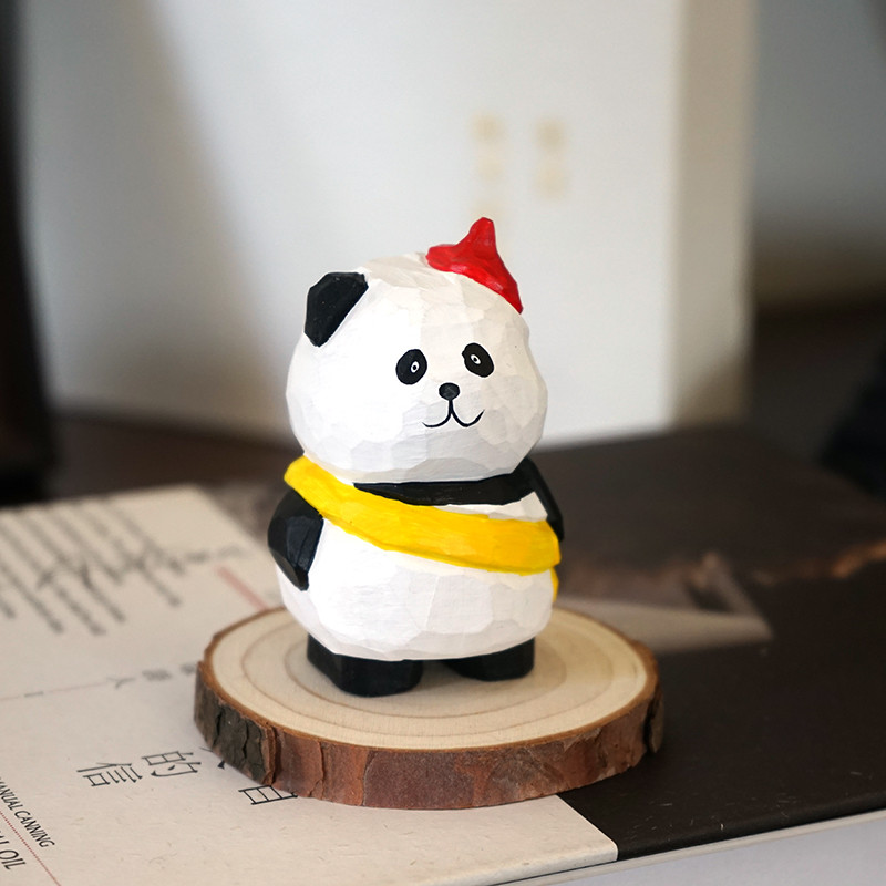 Dreamerhouse Cute Panda Shape Handmade Wood Carving Small Ornaments ...