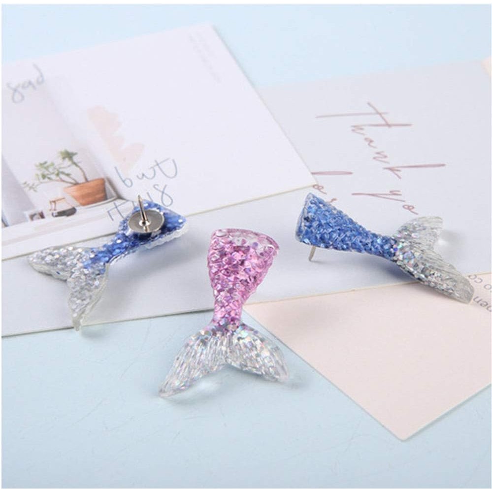 12 Pieces Decorative Pushpins Mermaid Push Pins Thumb Tacks Resin Head ...