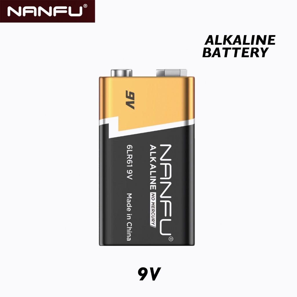 NANFU Battery 9V Superior Alkaline Battery Square 6LR61 Lasts Longer ...