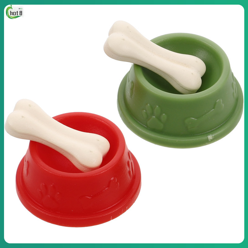 Dog Bowl Model 2 Sets Mini Toys for Kids Figurines Figures House Child ...