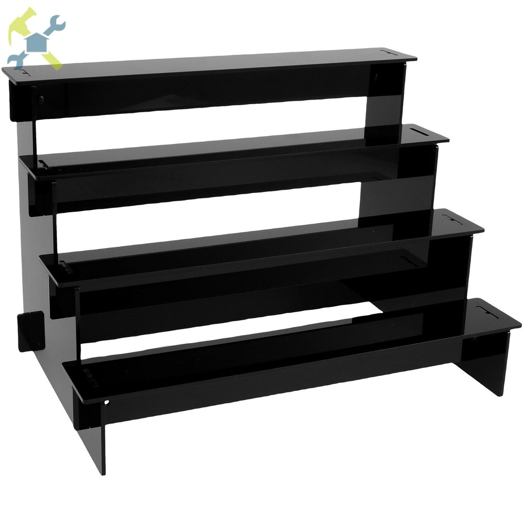 Acrylic Display Shelf 4 Tiered Step Perfume Organizer Stable Dark ...