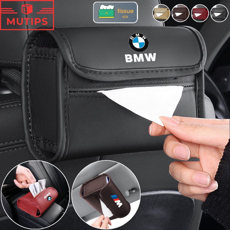BMW Car Tissue Box Auto Sun Viso Leather Paper Towel Holder Storage ...