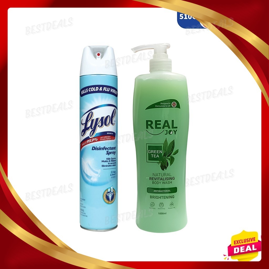 Lysol Disinfectant spray Crisp Linen 510g bundle with Realjoy body wash 1 Liter | Shopee Philippines