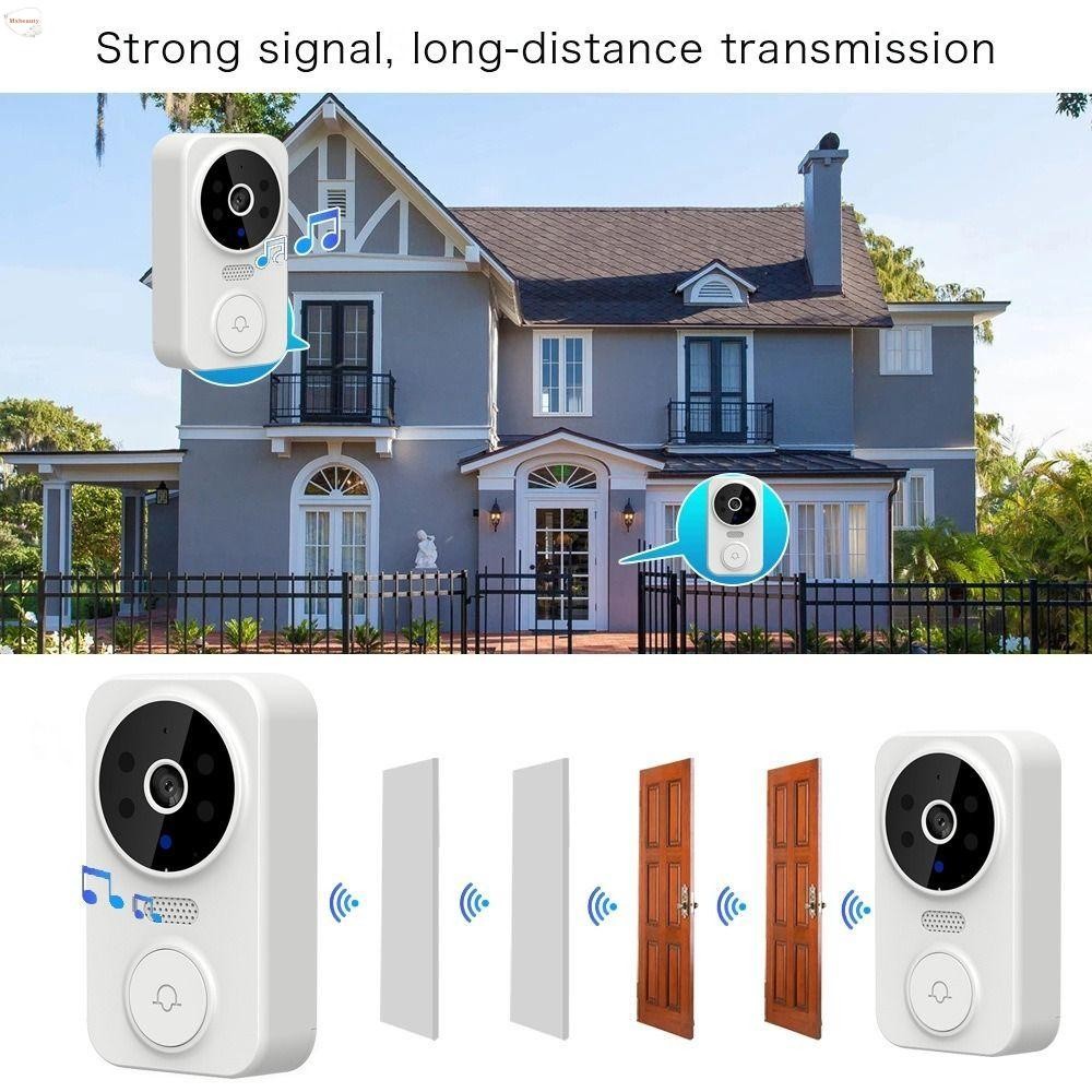 MXBEAUTY Visual Intercom Doorbell, Informe Ring Surveillance Intelligent Doorbell, White Chime 2 ...