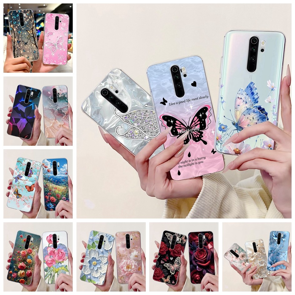 For Xiaomi Redmi Note 8 Pro Casing New Fashion Butterfly Flower Soft ...