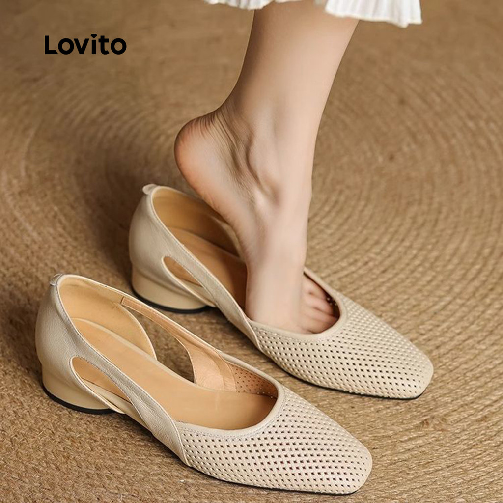 Lovito Women Elegant Heels Commute Spring/summer Off White Heels ...