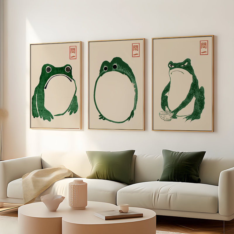 Japanese Matsumoto Hoji Frog Set of 3 Woodblock Digital Art Print ...