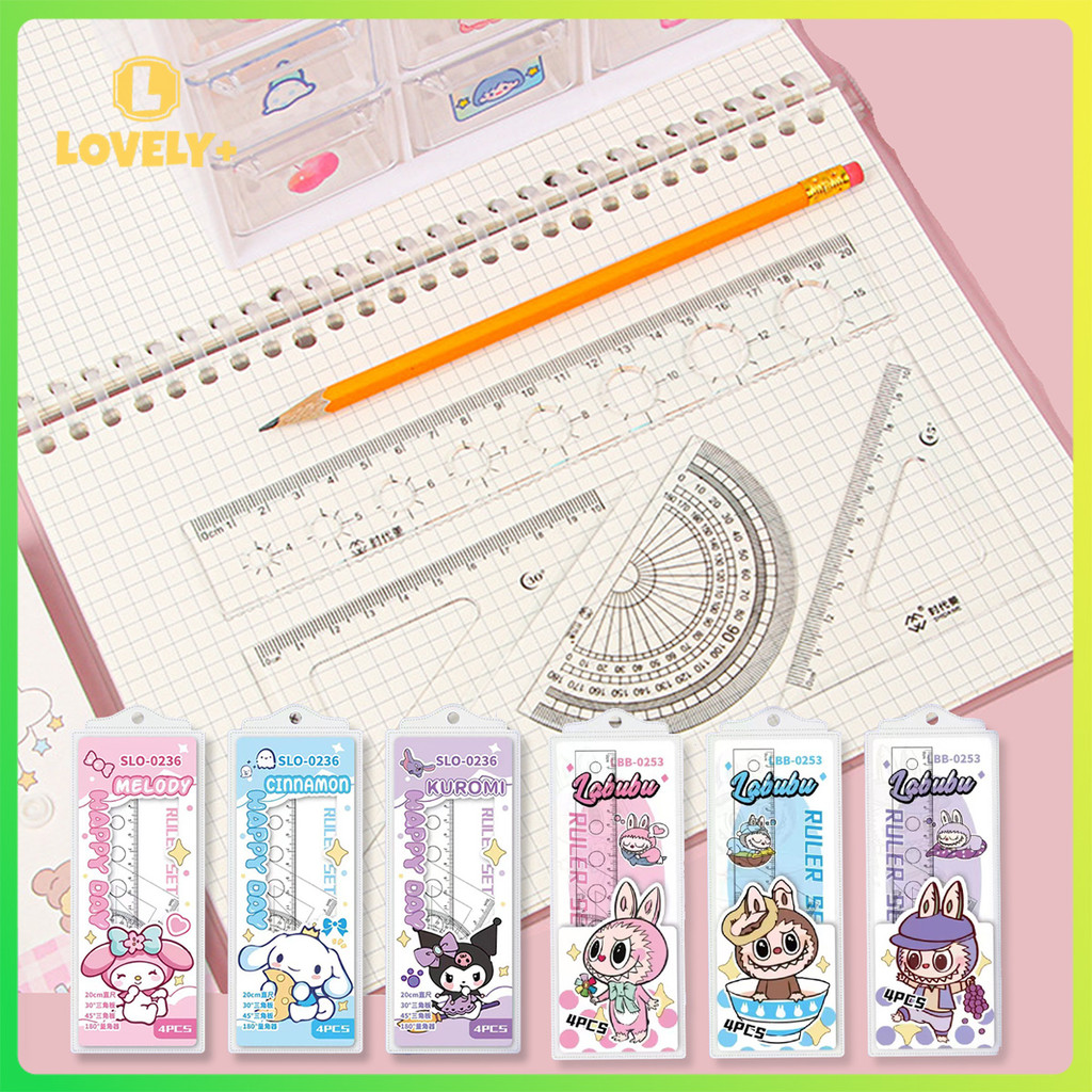 4PCS/Set Set of Ruler Ruler Set Ruler Triangle Ruler Protractor Primary ...