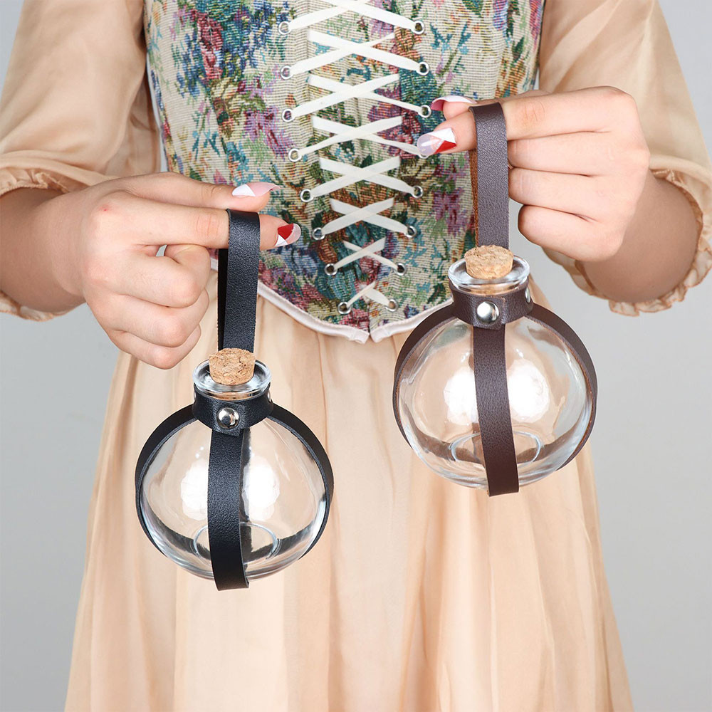 Cork Potion Bottles Cosplay Magic Bottle Accessories with Faux Leather Belts, Decorative Potion ...