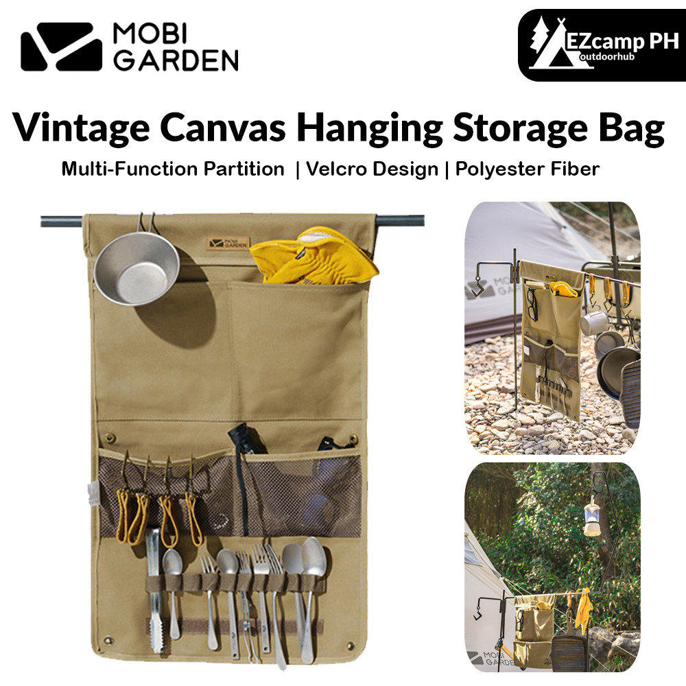 Mobi Garden Vintage Canvas Hanging Storage Bag Multifunctional Foldable ...