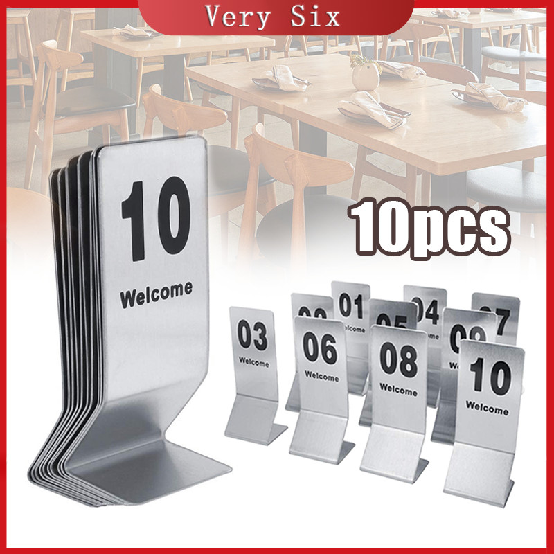10Pcs Stainless Steel Table Sign Number Plate Restaurant Cafe Bar Table ...