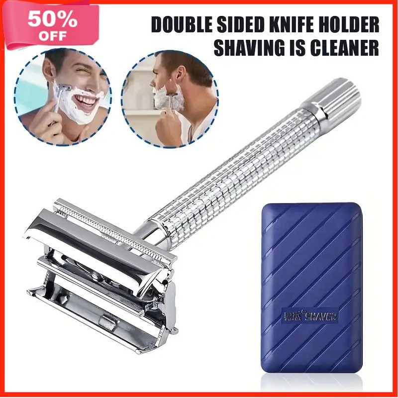 Double Edge Safety Stainless Steel Manual Men Razor Non-slip Handle ...