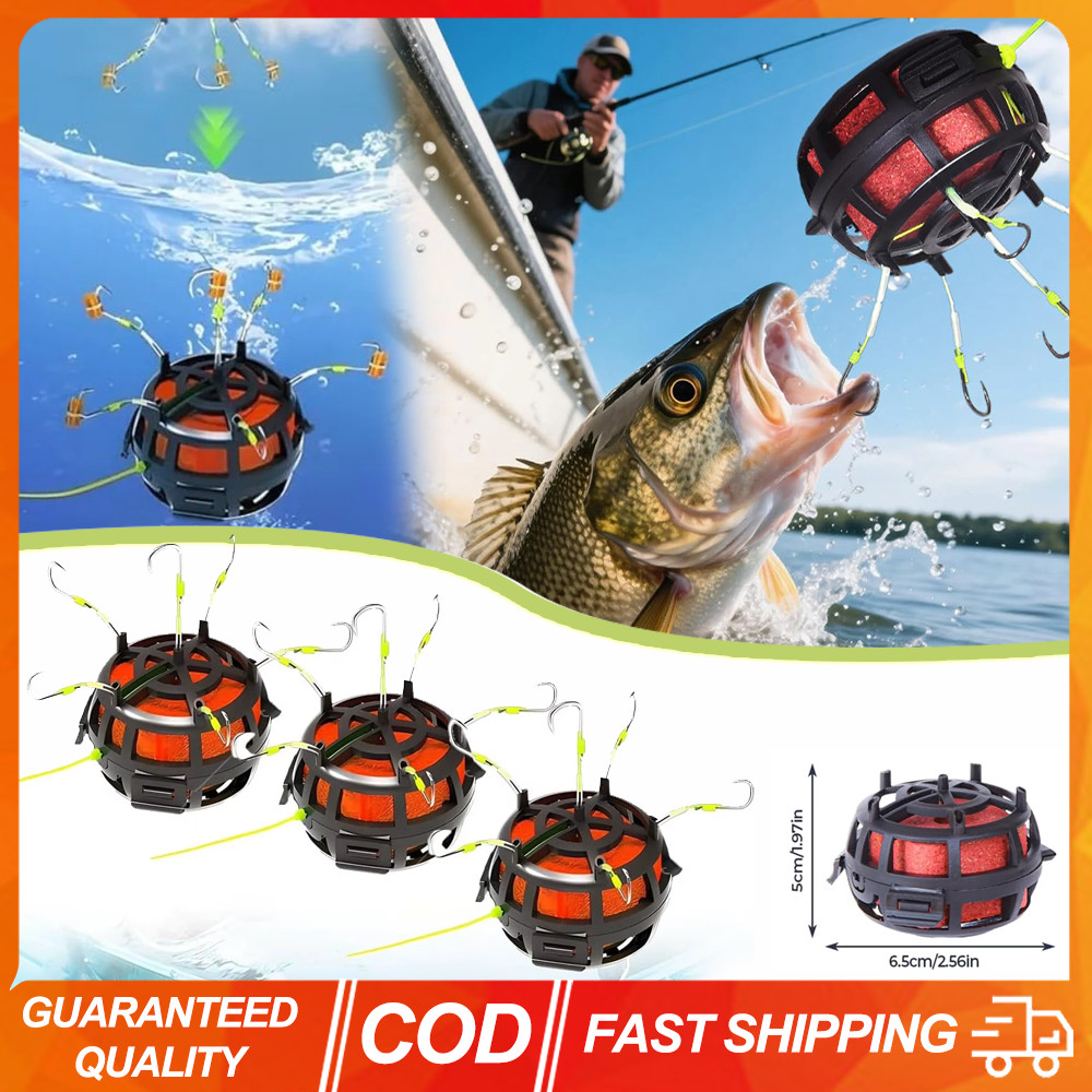 (COD) String Hook Fishing Bait Cage 6 Hook Carbon Steel Line Group ...