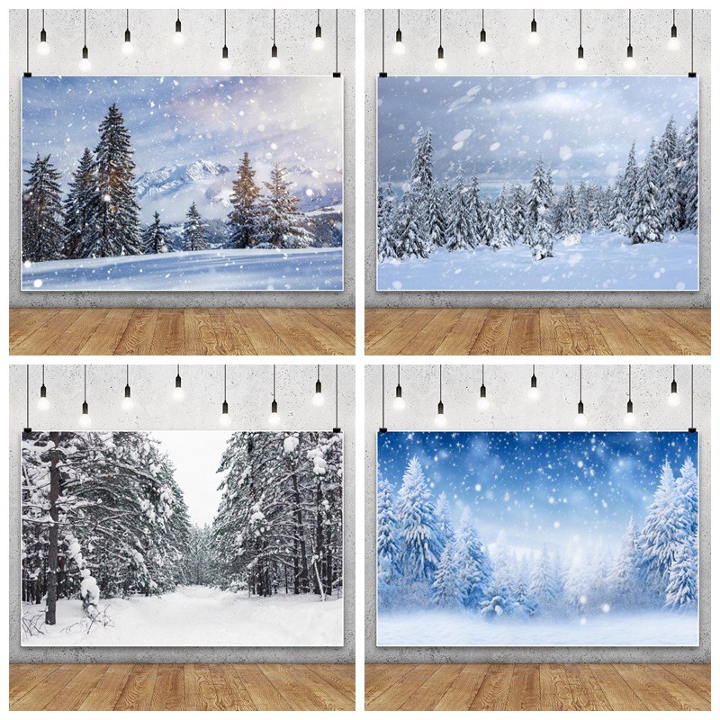 Winter beautiful snow forest backdrops cloth Birthday party Indoor ...