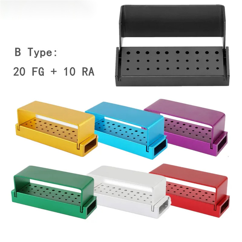 30 Hole Dental Bur Holder FG RA Diamond Burs Drill Block Box Organizer ...