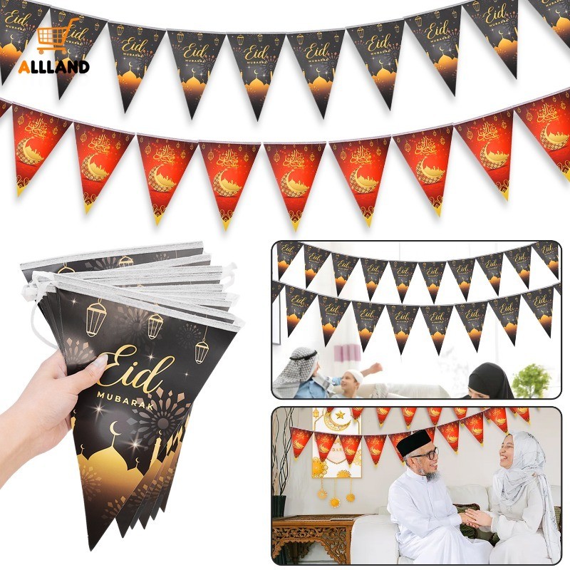 Ramadan Pull Flag Decor - Eid Mubarak Triangle Hang Banners - Muslim ...