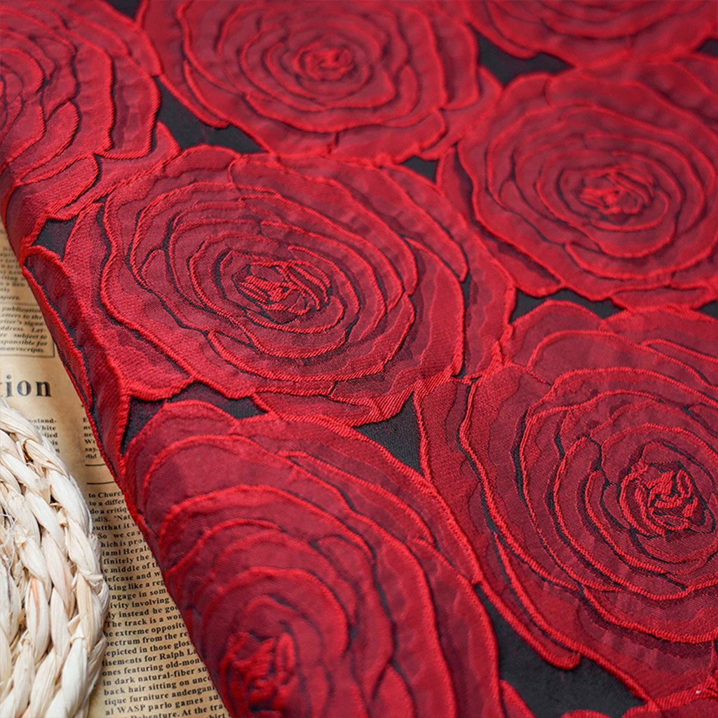 Chinese Style Dark Red Rose Tang Suit New Year's Eve Dress Flower ...