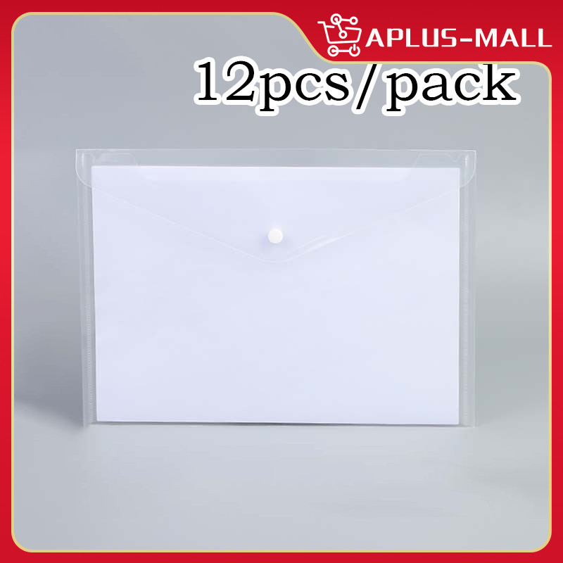 12Pcs Clear Plastic Envelope File Folder Storage Bill Folders Office ...