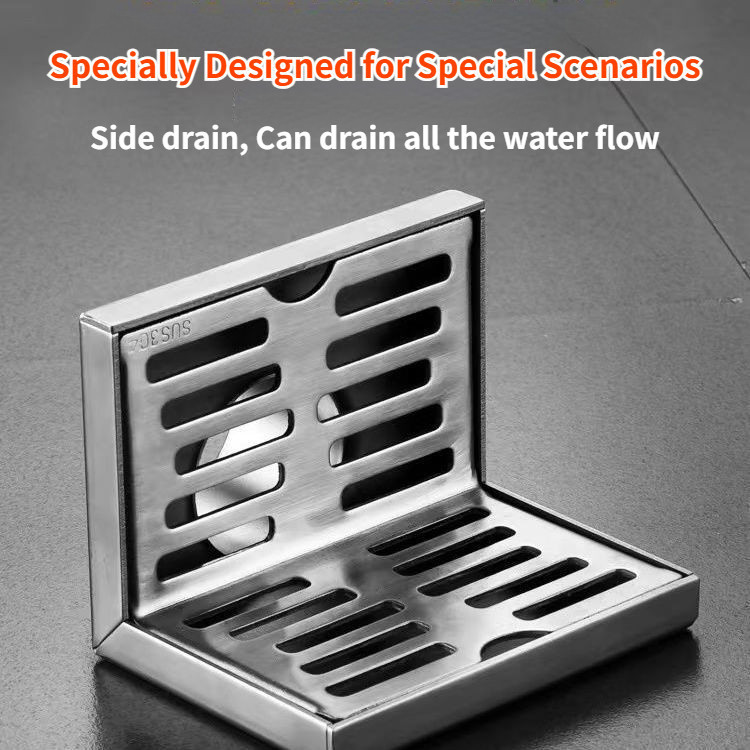 304 Stainless Steel Balcony Wall Corner Floor Drain L-shaped Side Drain ...