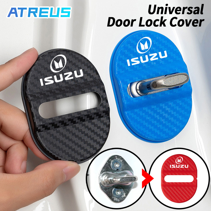 1/4Pcs ISUZU Carbon Fiber Car Door Lock Protection Cover Anti Scratch ...