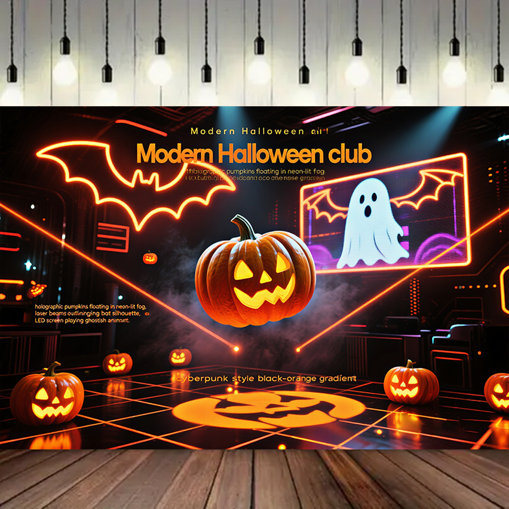 POSSBAY Cyber Trend Carnival Backdrop Jack-o'-Lantern Bats Ghost for ...