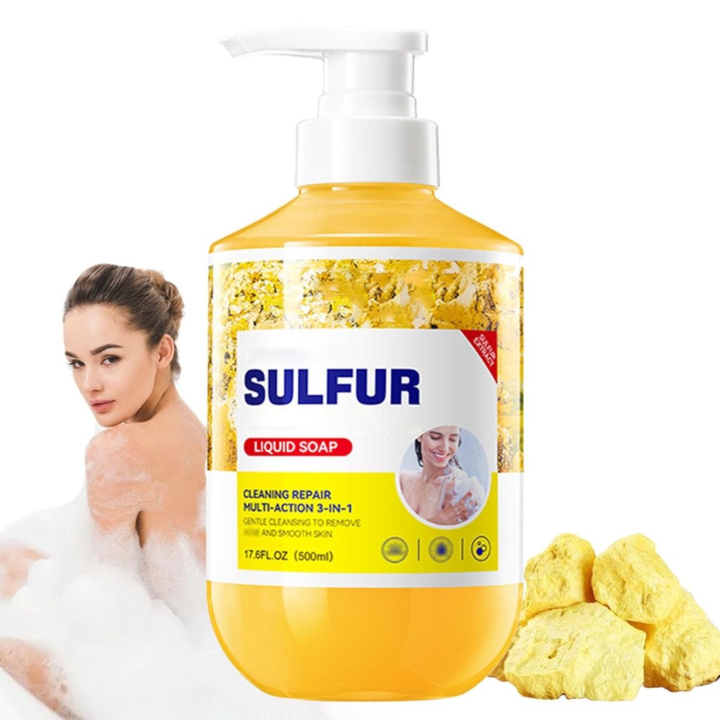 Sulfur Body Wash,Cleaning Repair Multi-Action Cleanser and Shower Gel 3 ...