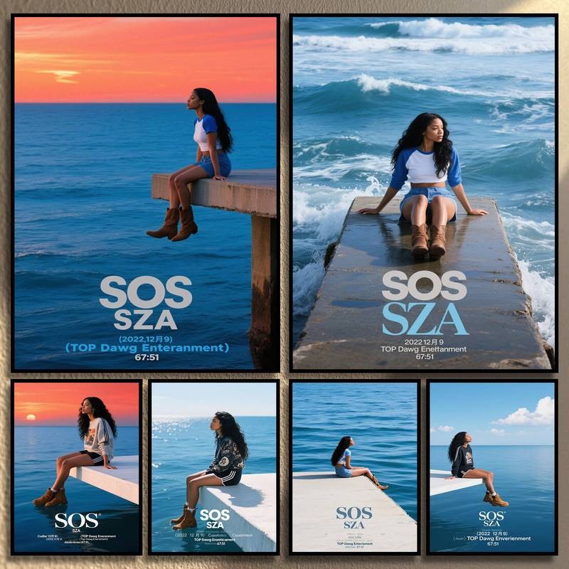 American singer SZA's Sos music album canvas poster, the style covers ...