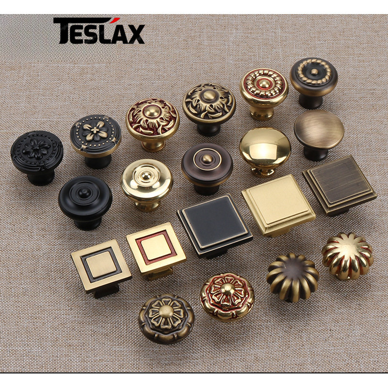 Solid Copper Single Hole Cabinet Door Handle Round Handle Wardrobe Door ...