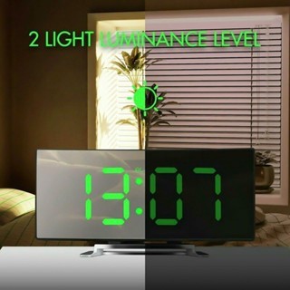 LED Mirror Table Clock Digital Alarm Snooze Display Time Desktop ...