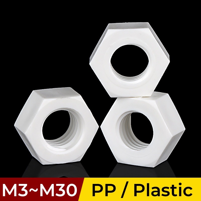 M3 M4 M5 M6 M8 M10 M12 M14 M16 M18 M20 M24 M27 M30 White PP Plastic Hex ...