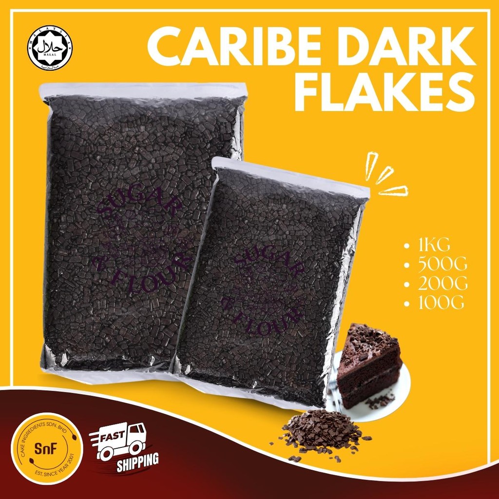 Caribe Dark Flakes Dark Pieces Caribe Cake Decorations Halal Viral 1kg ...